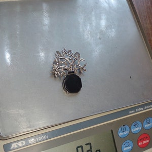 Ornate 925 Silver Tree Design With Marcasite and Onyx Pin Silver ...