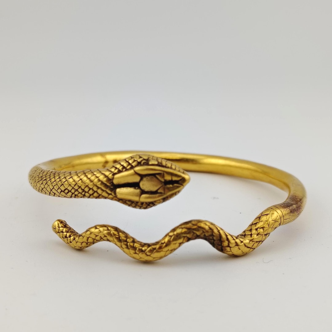 MMA Egyptian Revival Serpent Bangle Bracelet- Gold Tone Asp Cobra ...