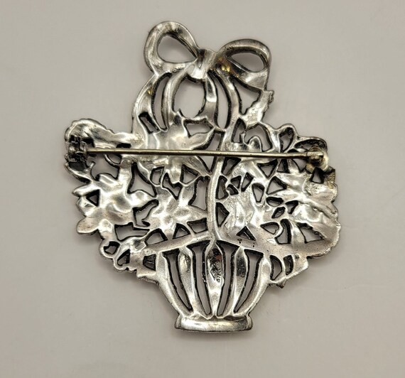 Antique Sterling Silver Flower Basket Pin - Silver an… - Gem
