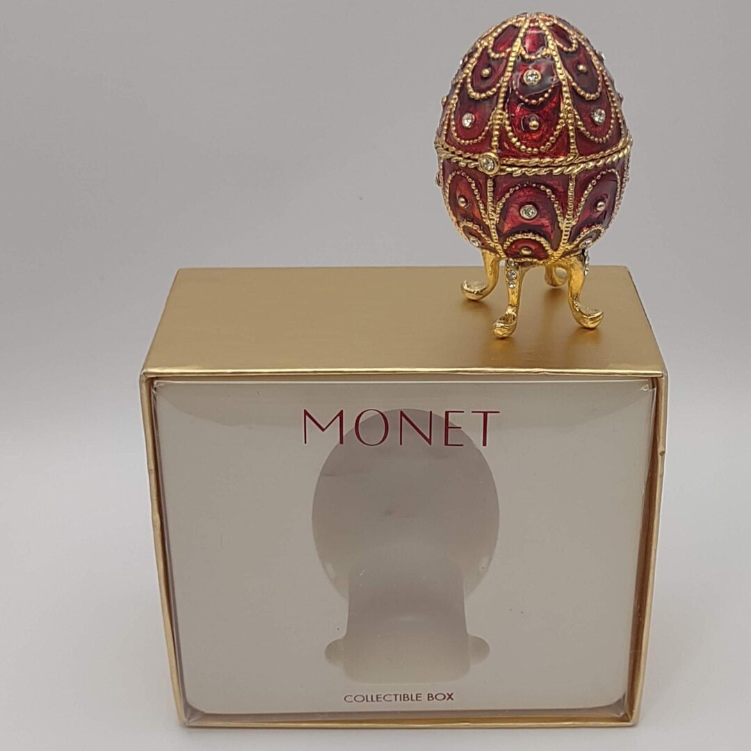 Monet- Faberge Egg Shape Trinket Box- Monet Trinket Box- Small Jewelry ...