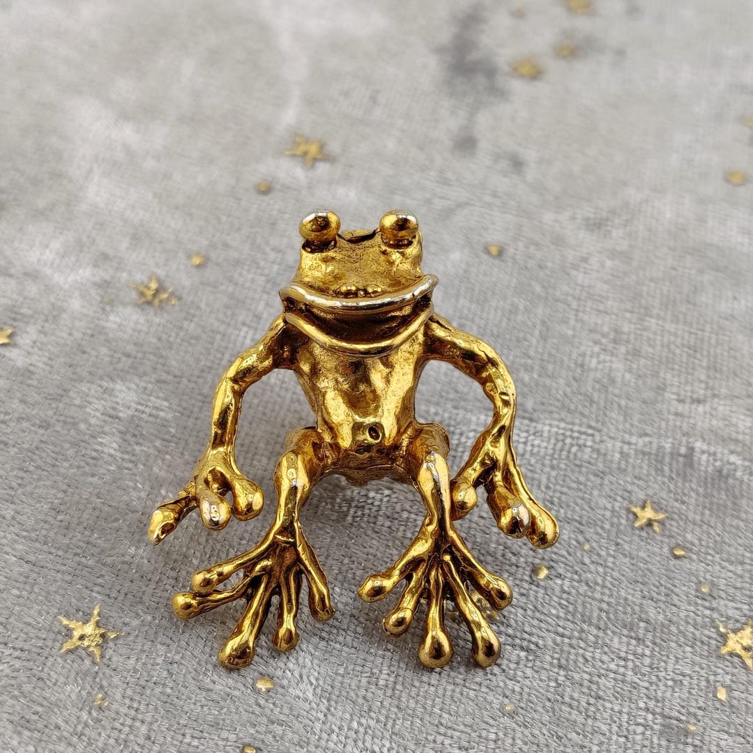 Vintage Erwin Pearl Frog Brooch Gold Tone Detailed Whimsical Pin- Fun ...