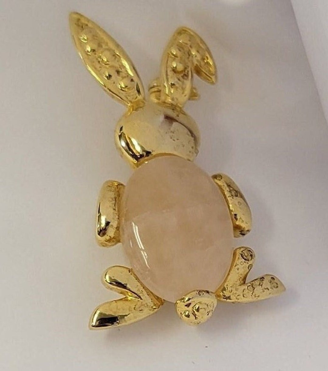 Rose Quartz Rabbit Pin Carved Scarab Easter Bunny Vintage - Etsy