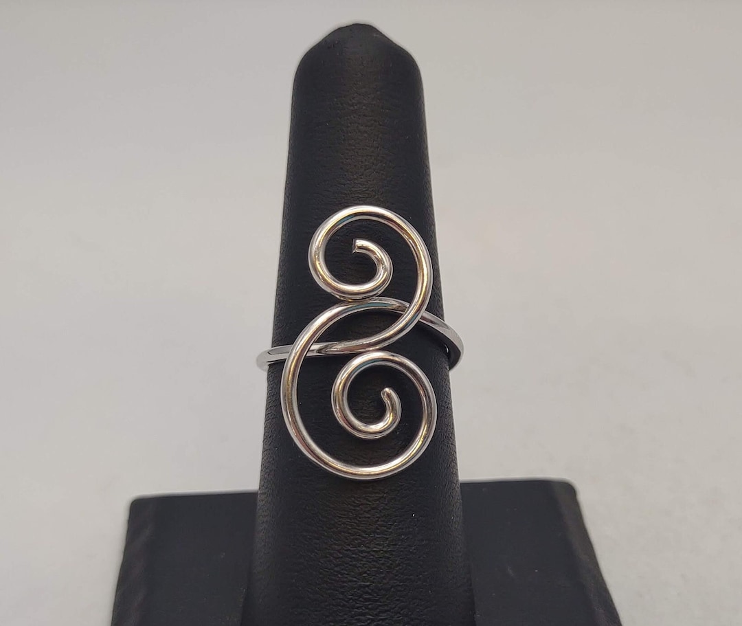 Vintage Avon Spun Swirls Ring- Double Swirl Statement Ring- Silver Tone Spiral Statement Ring ...