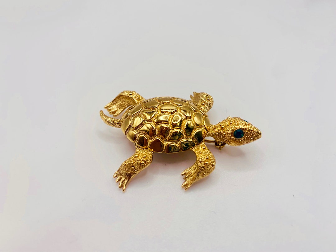 Monet Green Rhinestone Turtle Pin, Turtle Jewelry, Rhinestone Pin, Gift ...