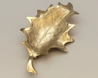 Burt Cassell Leaf Brooch 12kt Gold Filled Fall Leaf Textured Curved Leaf Autumn Leaf Vintage Fall Season Jewelry Golden Leaf Pin K232 Etsy