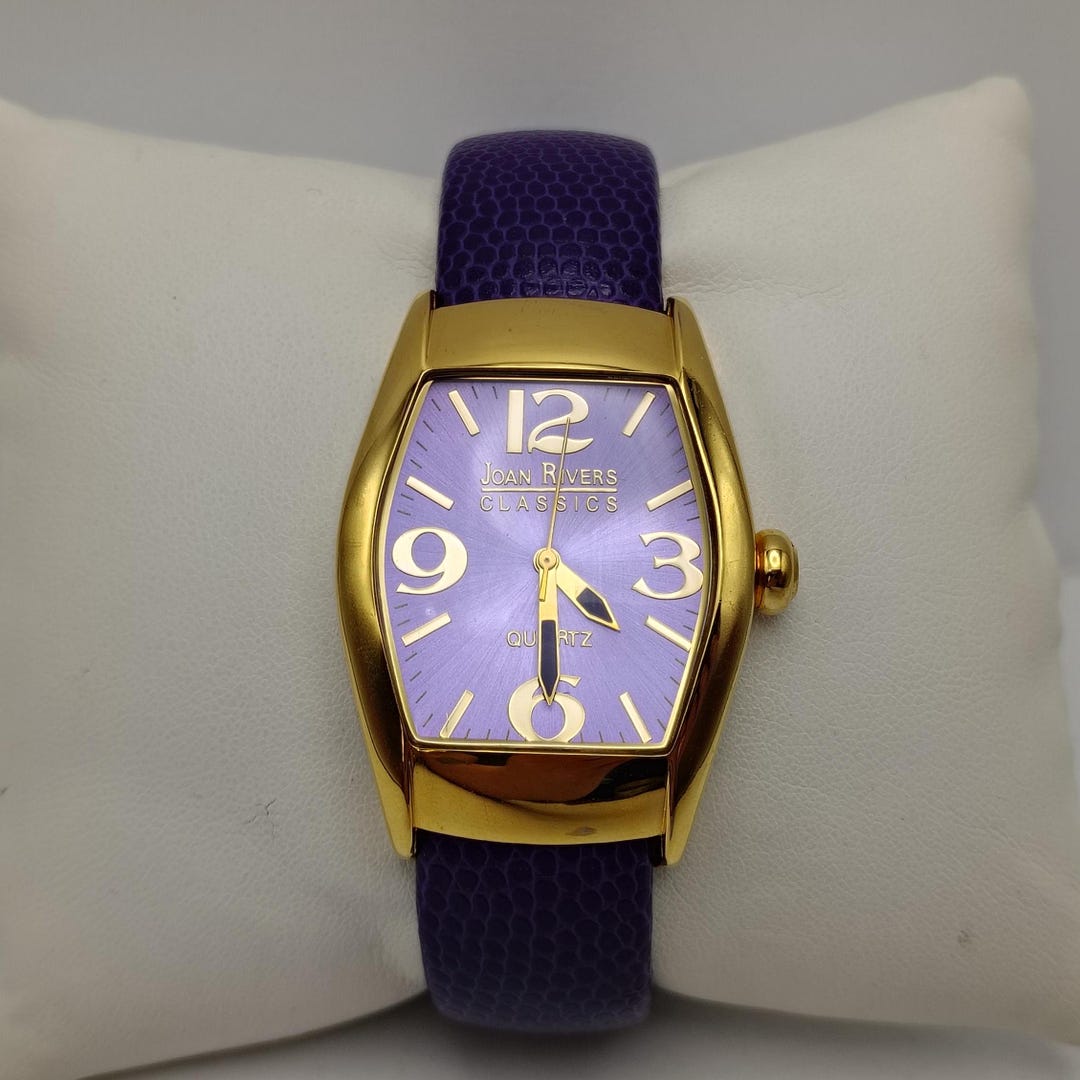 Joan Rivers Purple and Gold Tone Ladies Fashion Wrist Watch Cuff ...