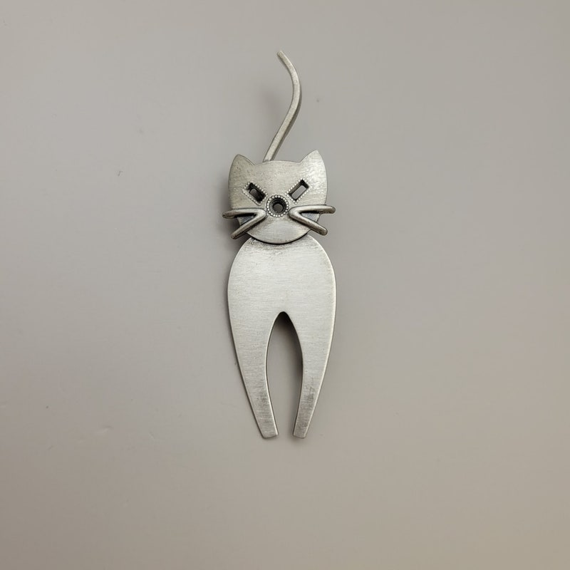 Sterling Cat Pin - Etsy