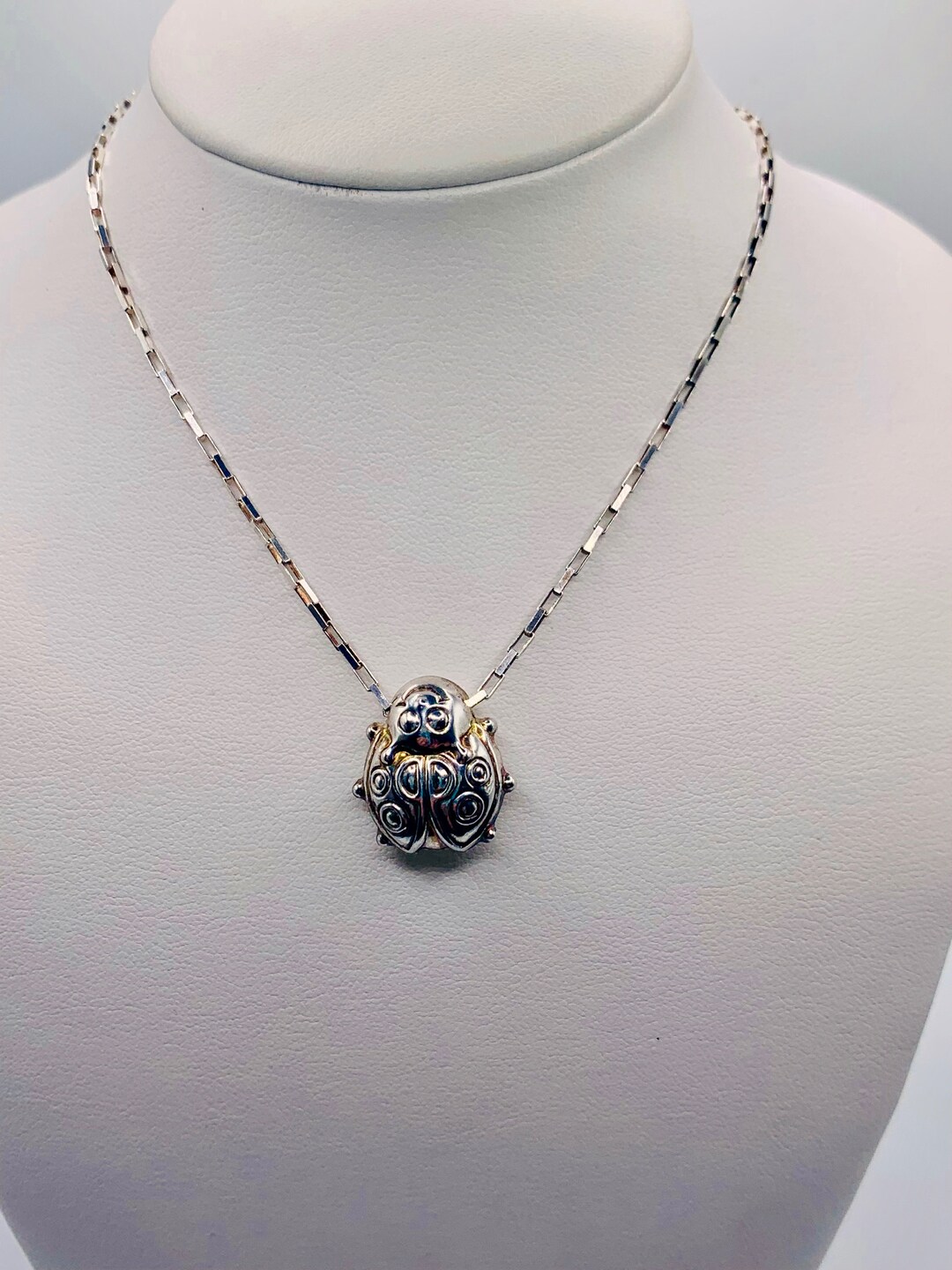 Ladybug Necklace, 925 Silver Ladybug Necklace, Vintage Ladybug Pendant ...