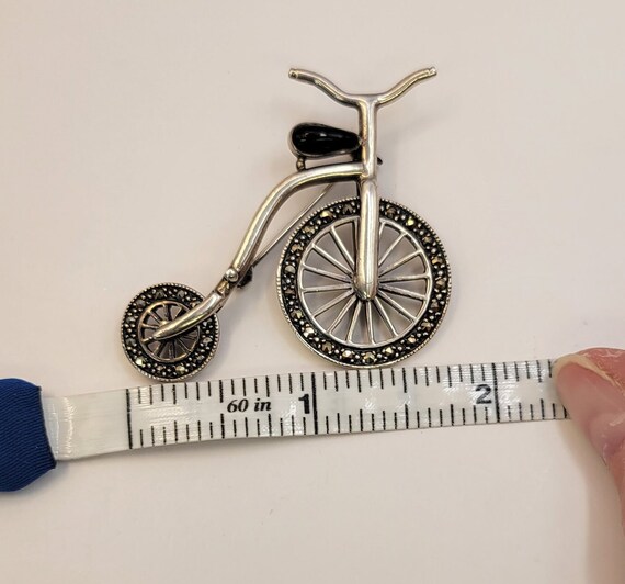Vintage Marcasite and Silver Bicycle Pin with Moveabl… - Gem