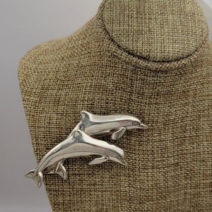 925 Silver Double Leaping Dolphin Pin - Pair of Jumping Silver Dolphins ...