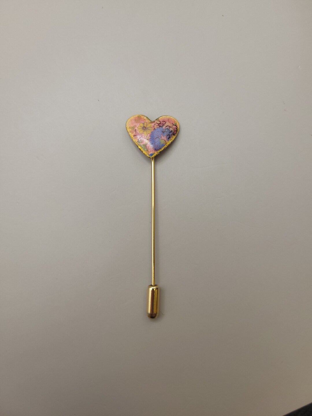 Vintage Floral Heart Stick Pin Gold Tone Heart Shape Scarf Pin Heart ...