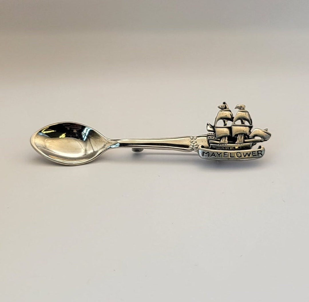 1960s Mayflower Souvenir Spoon Pin Pilgrim Ship Collector Spoon Brooch ...