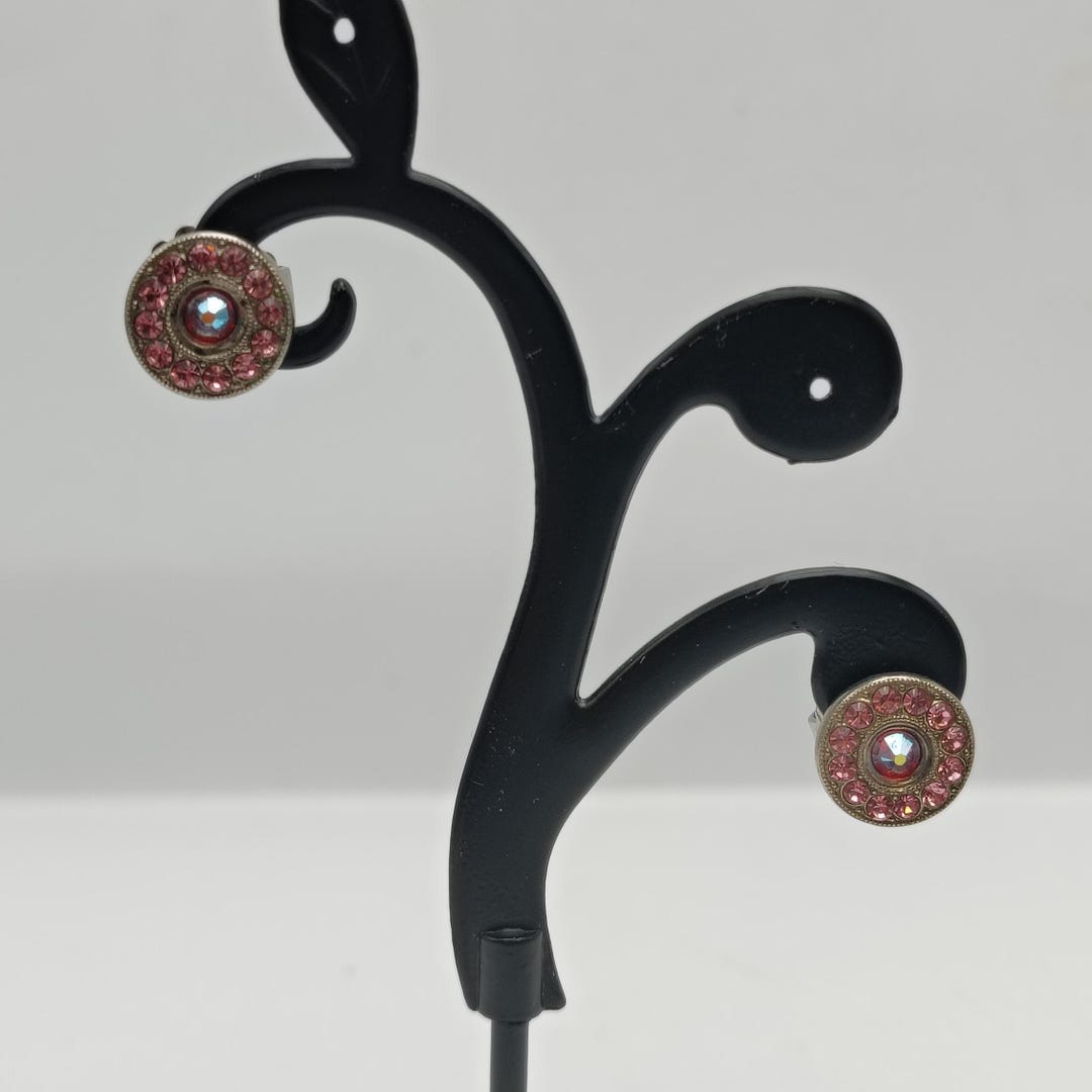 Pretty Pink Sparkling Sorrelli Crystal Halo Petite Button Earrings With ...