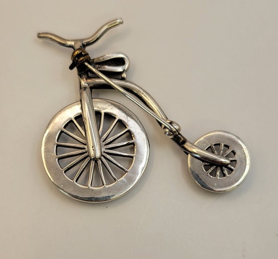 Vintage Marcasite and Silver Bicycle Pin with Moveabl… - Gem