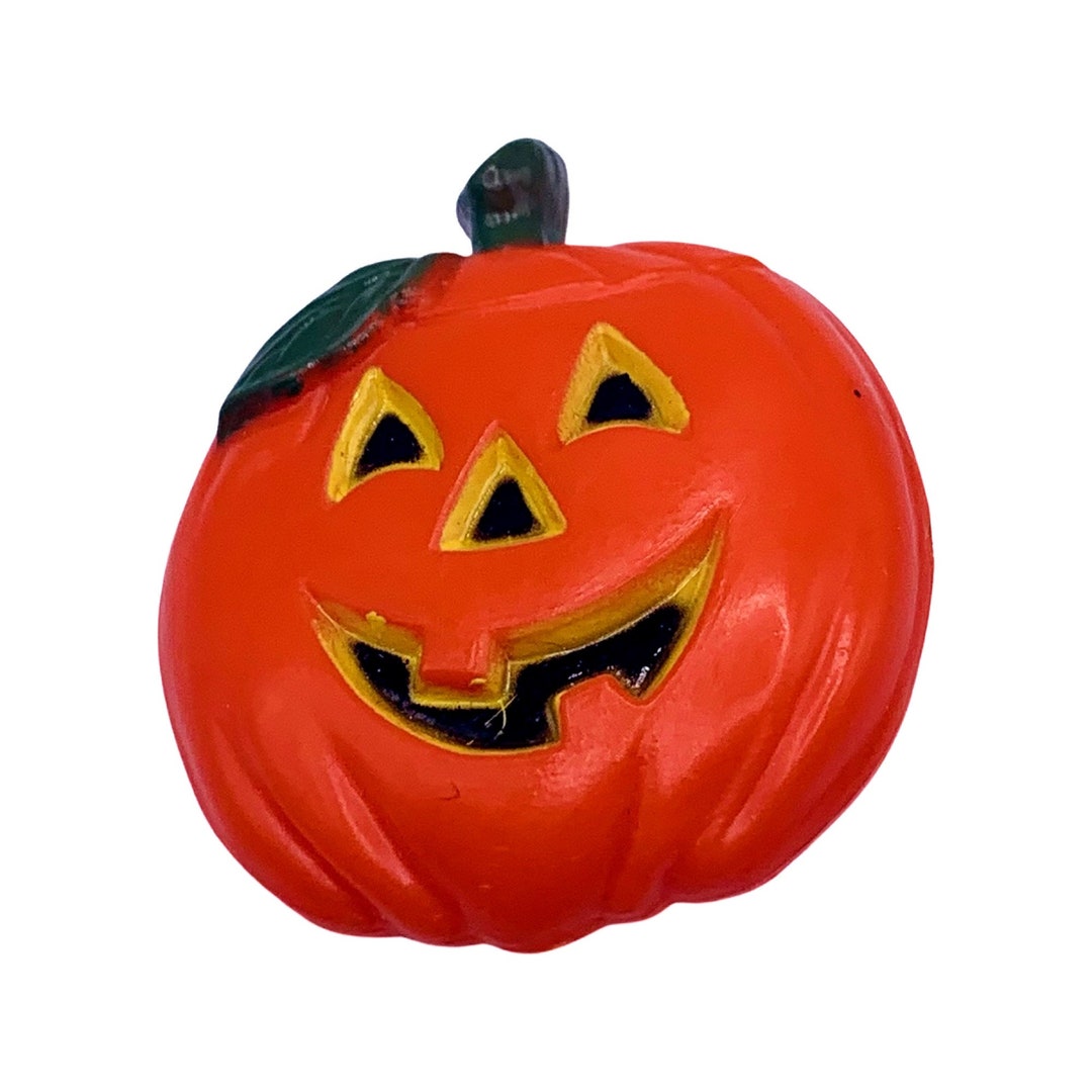 Jack-o-'lantern Pin- Molded Plastic Pumpkin Pin- Vintage Halloween ...