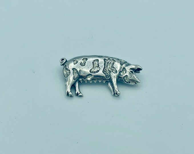 Sterling Silver Textured Pig Pin Item K # 3746 - Etsy