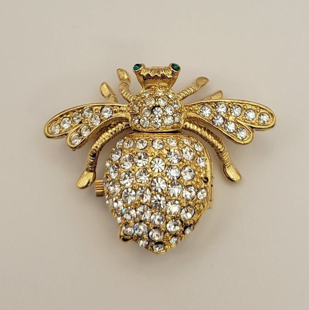 Joan Rivers Sparkling Rhinestone Bee Watch Pin - Gold Toned Joan Rivers Sparkling Rhinestone Bee Watch Pin - Gold Toned