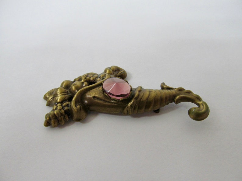 Pressed Metal Antique Inspired Cornucopia Pin Item K 3350 | Etsy