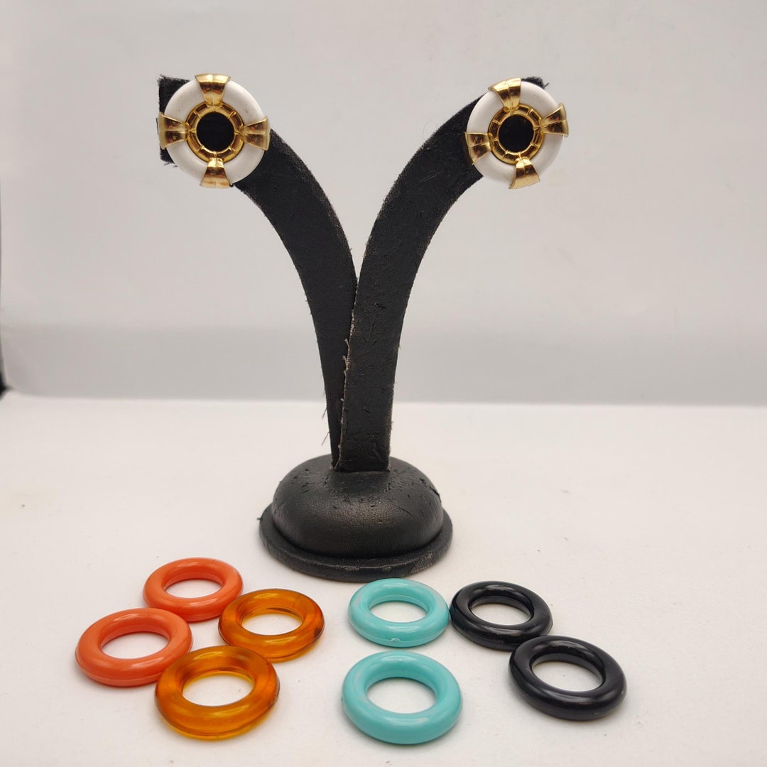 Sarah Coventry Interchangeable Rings Statement Clip on Earrings Vintage Sarah Cov Jewelry ...