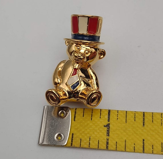 Avon Vintage Enameled Patriotic Teddy Bear Pin- Ameri… - Gem