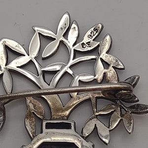 Ornate 925 Silver Tree Design With Marcasite and Onyx Pin Silver ...