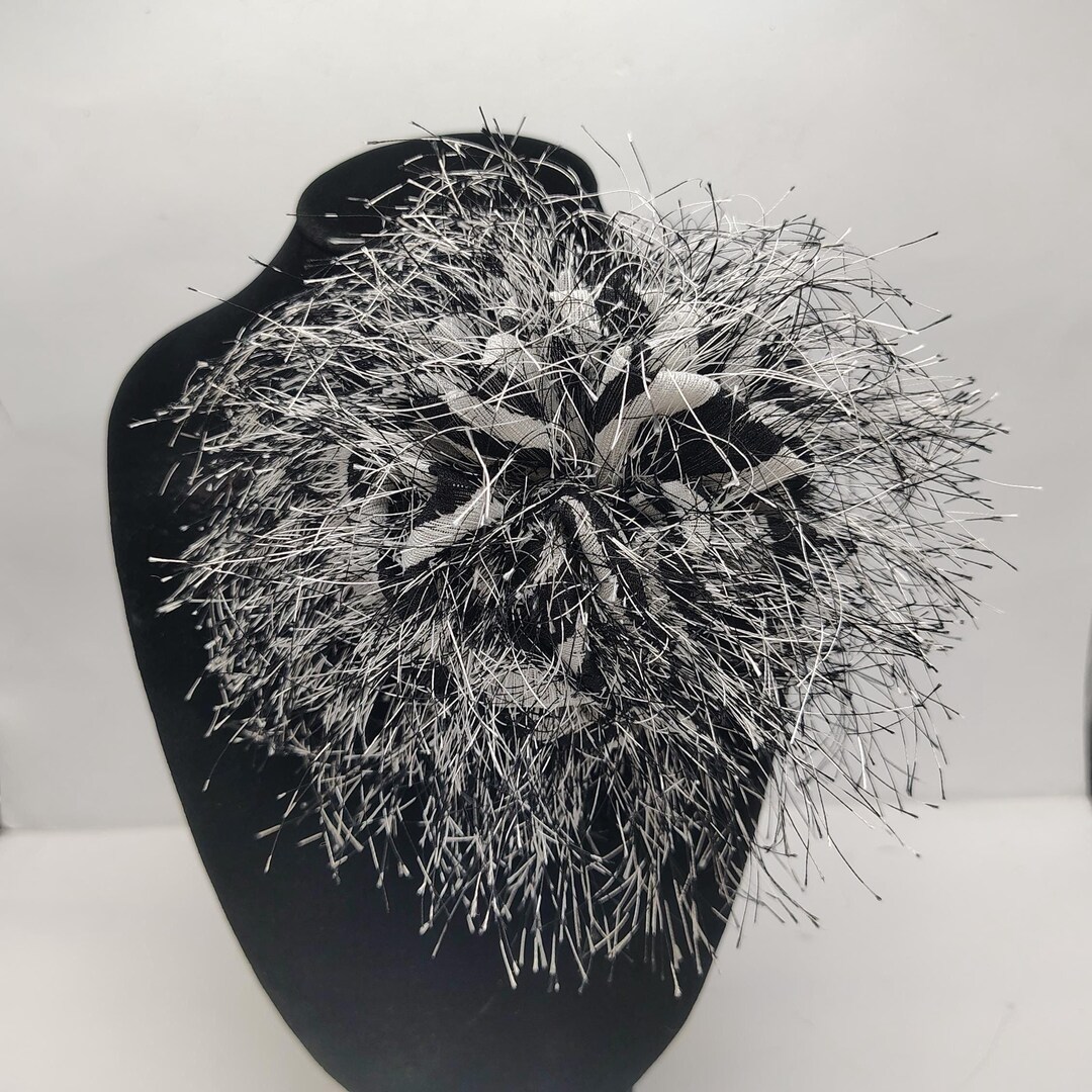 1990s Zebra Print Fabric Rose Oversized Poofy Brooch Fashion Forward ...