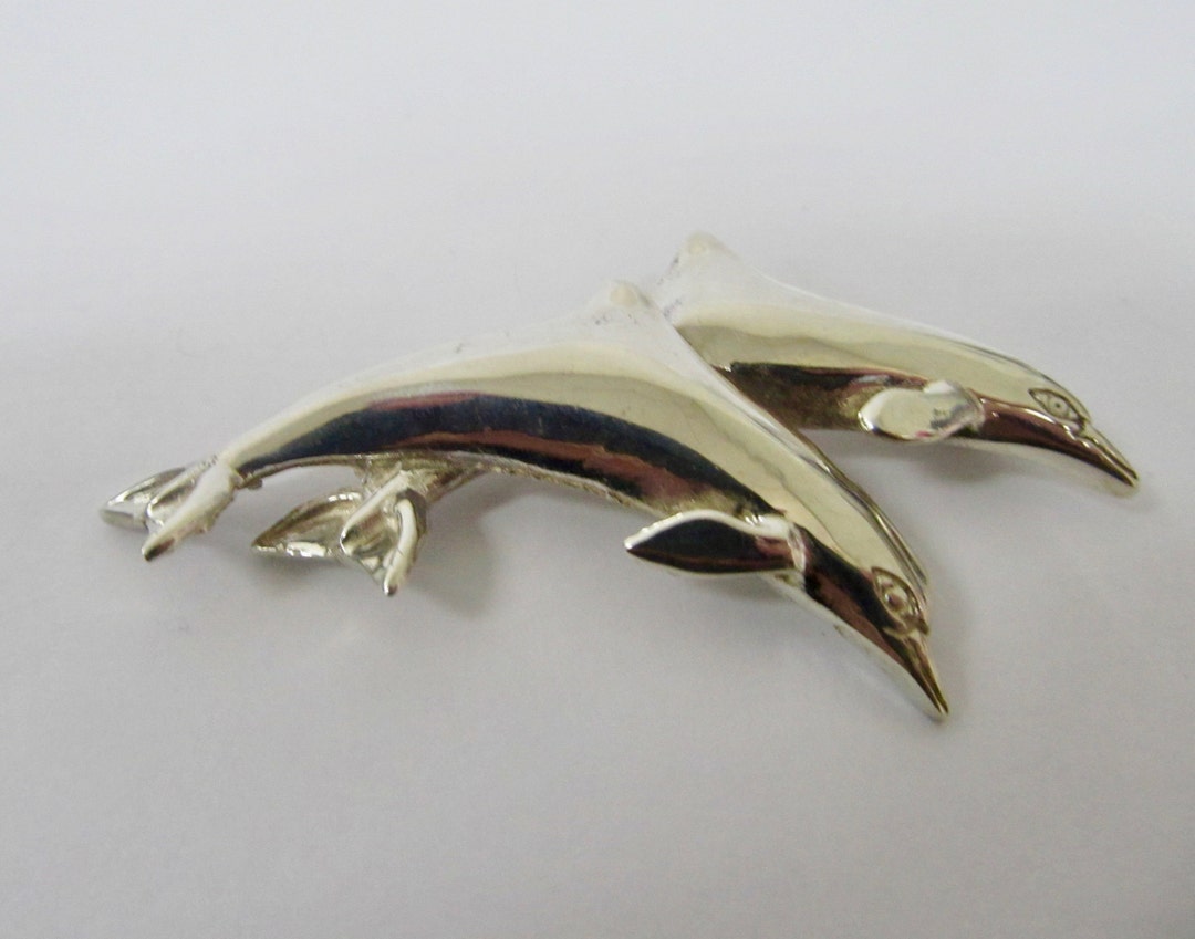 925 Silver Double Leaping Dolphin Pin Item K 331 - Etsy