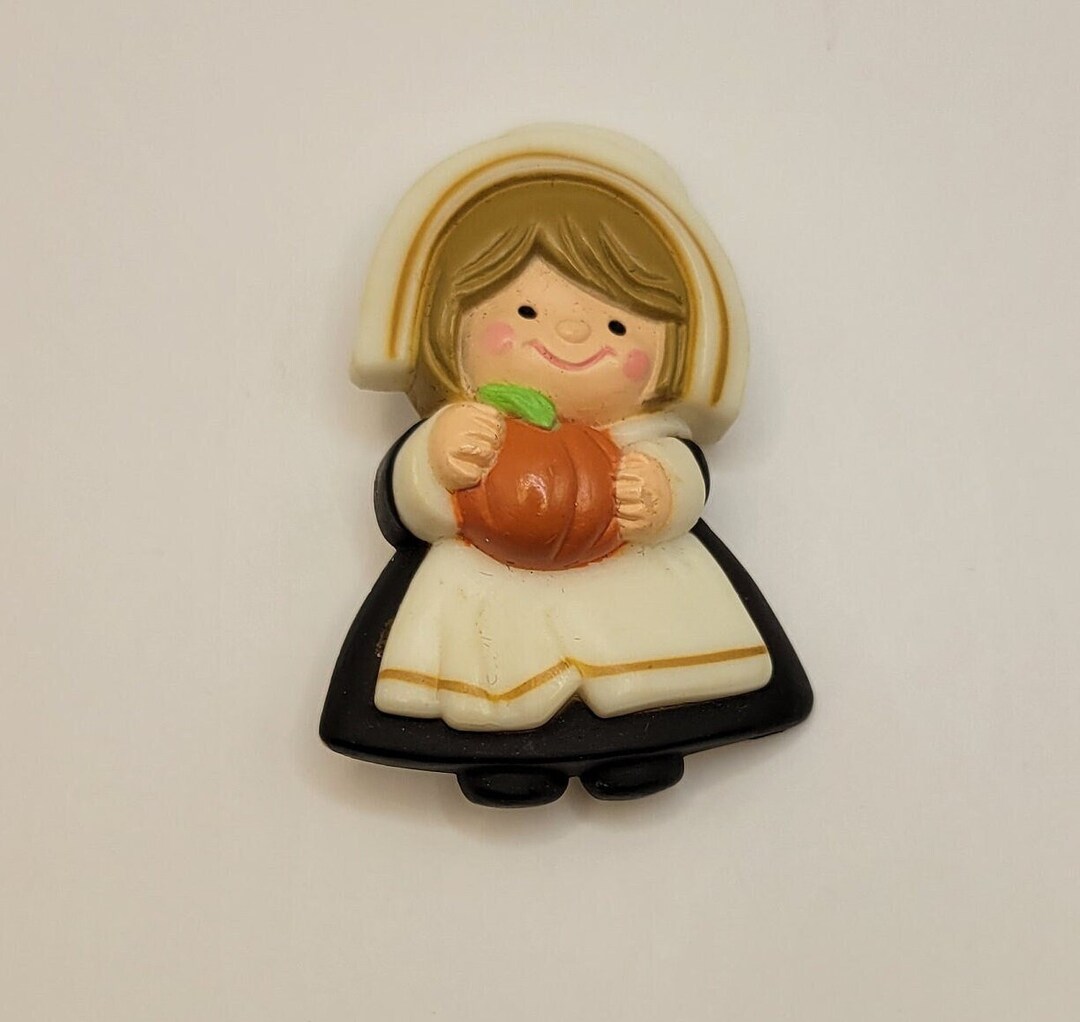 Hallmark Thanksgiving Pilgrim Girl Pin From 1983 - Vintage Happy ...