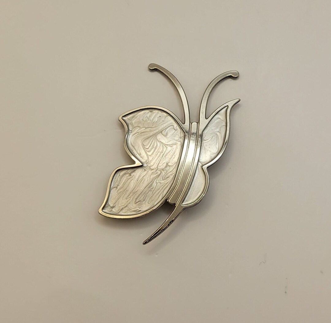 Épingle papillon vintage en métal émaillé blanc épingle papillon ...