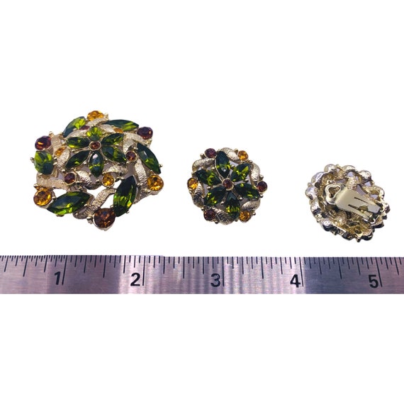Vintage Olive Green and Golden Yellow Rhinestone Pin … - Gem