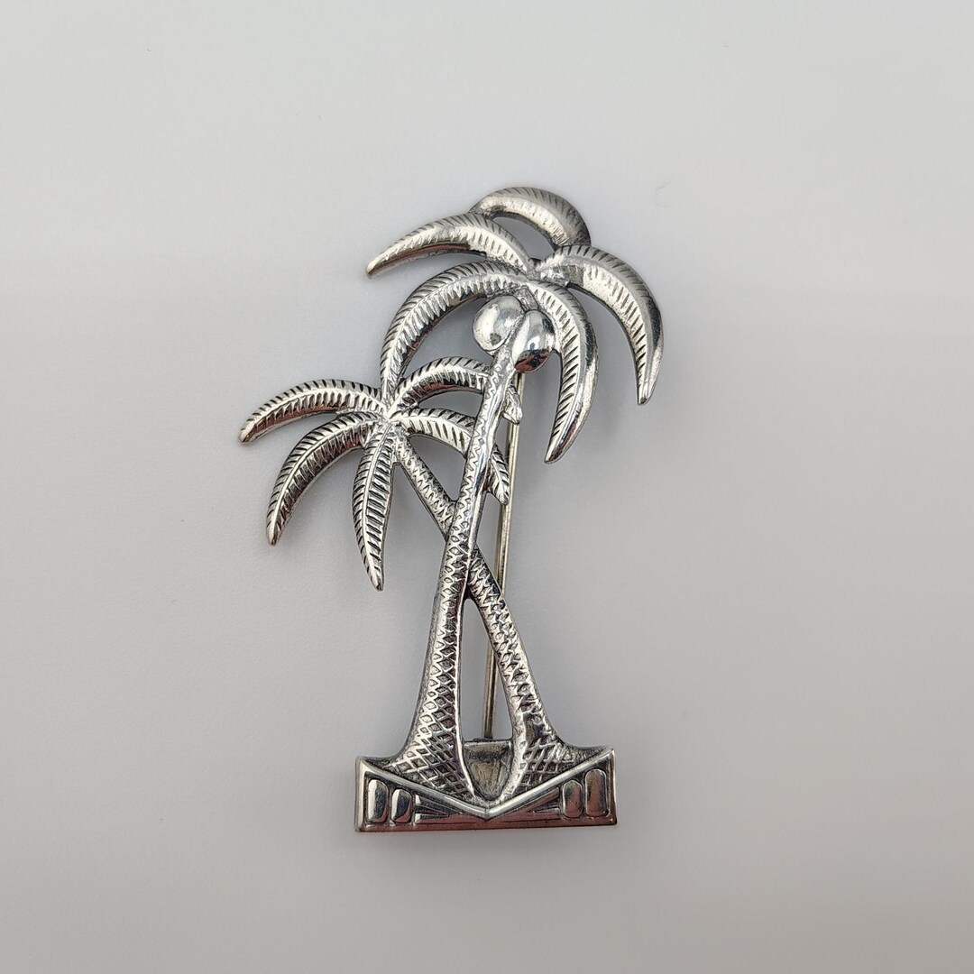 Sterling Silver Detailed Palm Trees Design 1950s Brooch- Vintage ...