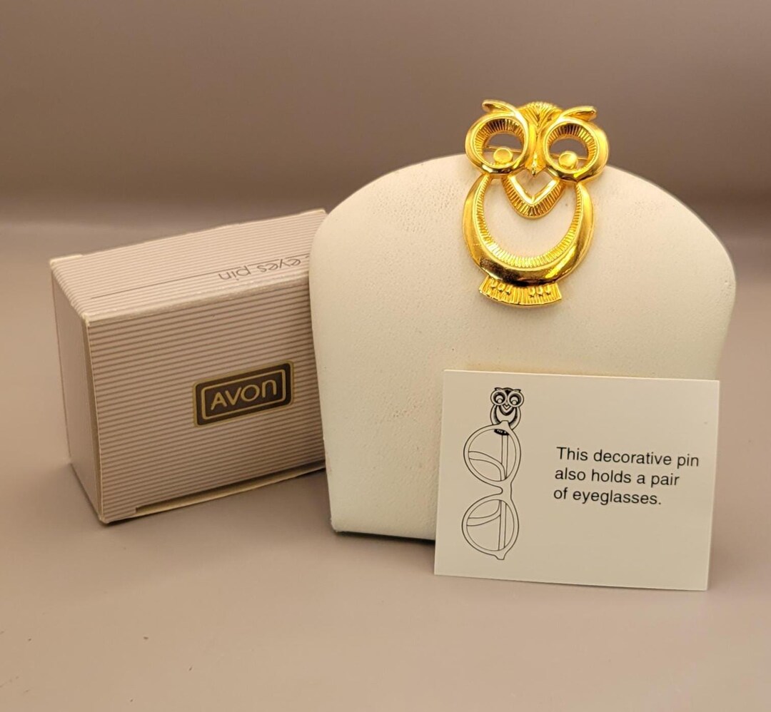 AVON 1992 "wise Eyes" Owl Pin - Golden Owl Brooch That Converts to ...