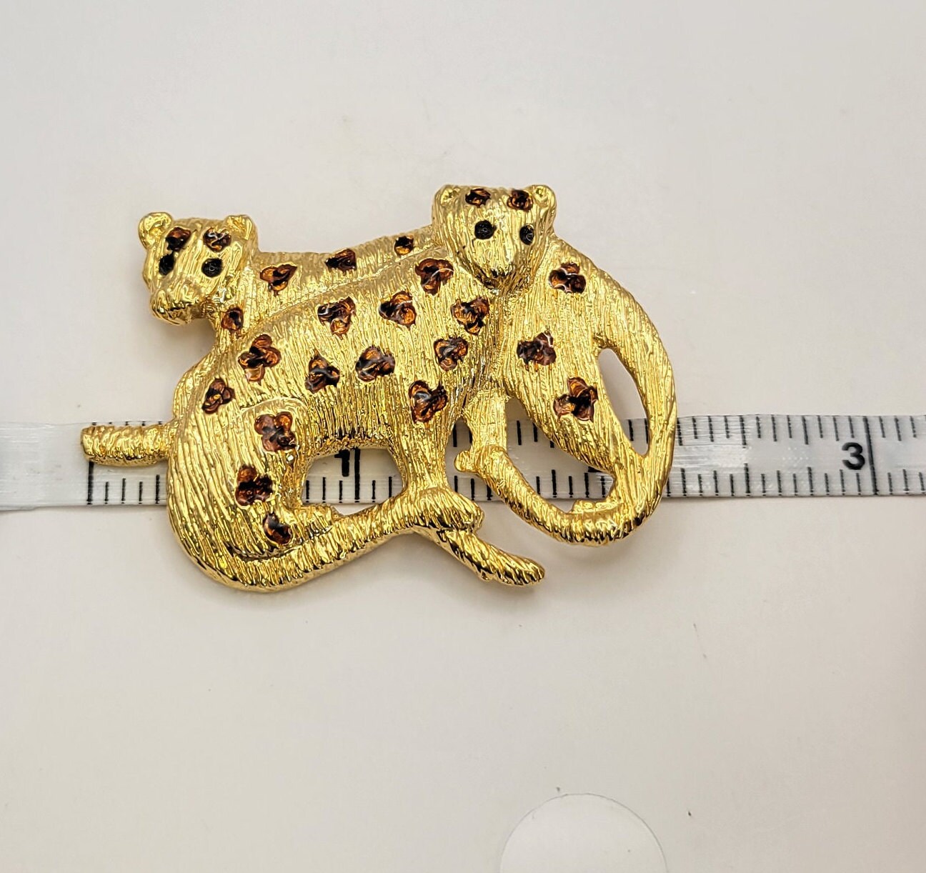 Retro Enameled Double Leopard Brooch – Gold Tone Animal Jewelry - Etsy