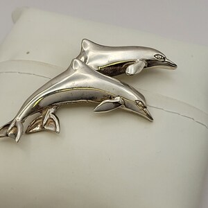 925 Silver Double Leaping Dolphin Pin - Pair of Jumping Silver Dolphins ...
