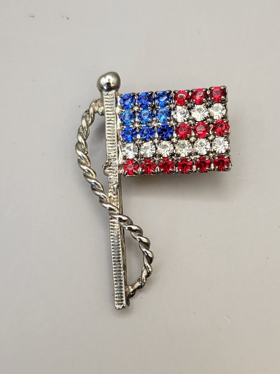 Rhinestone American Flag Pin Patriotic Jewelry USA Flag Pin Rhinestone ...