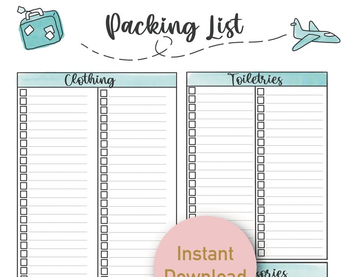 Printable Holiday Packing List Vacation Planner Travel Checklist