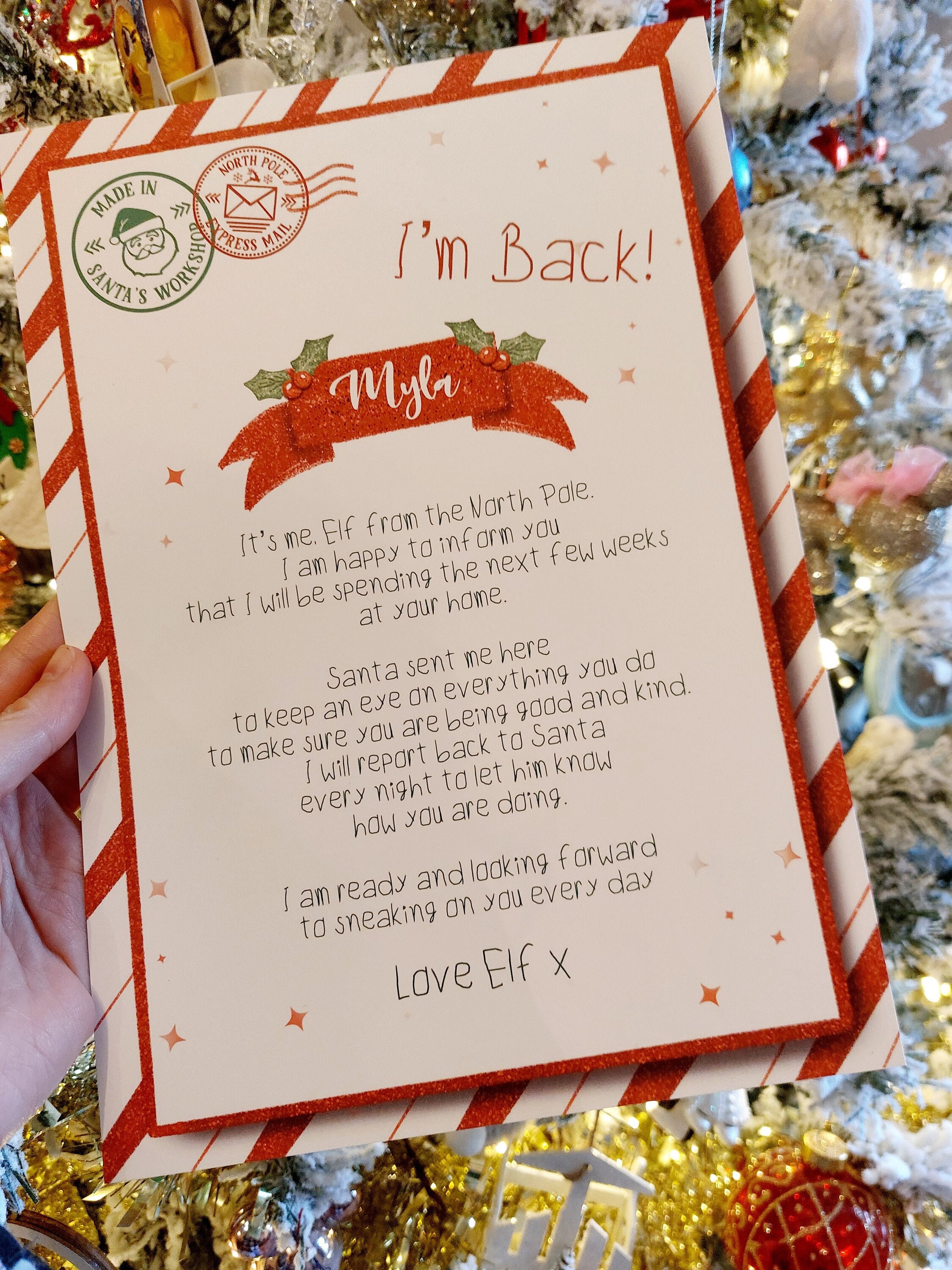 Personalised the Elf is Back Letter. Childrens Christmas Elf Letter. I ...