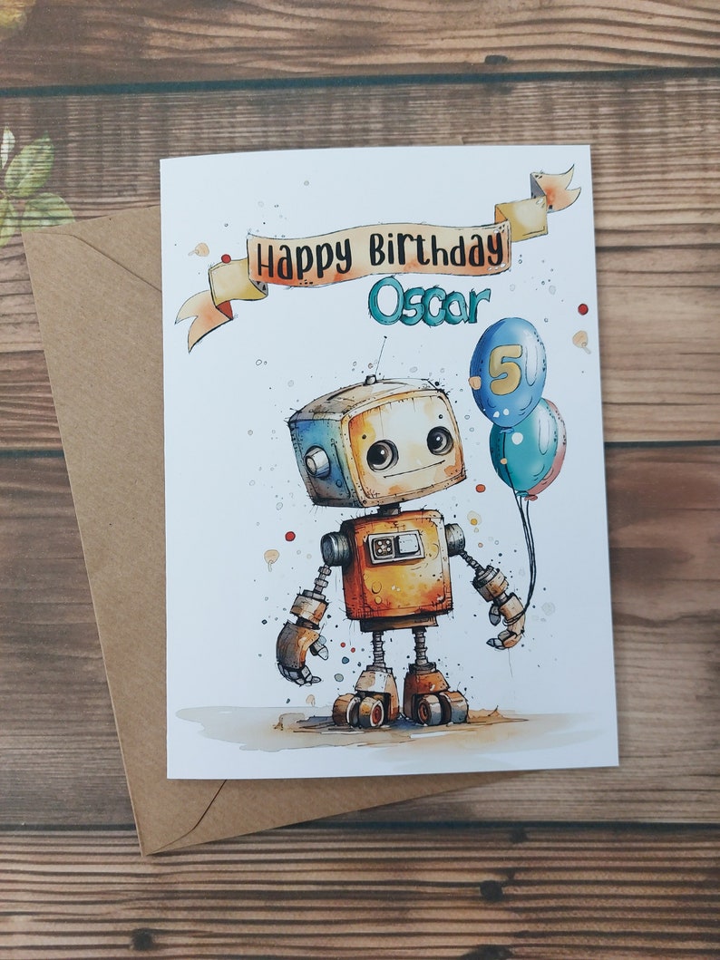 Personalised Robot Birthday Card, Any Age and Name - Etsy