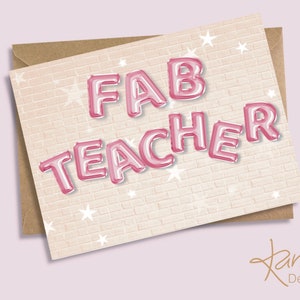 Balloon Thank You Teacher Card, Pink Balloons Appreciation Card ...