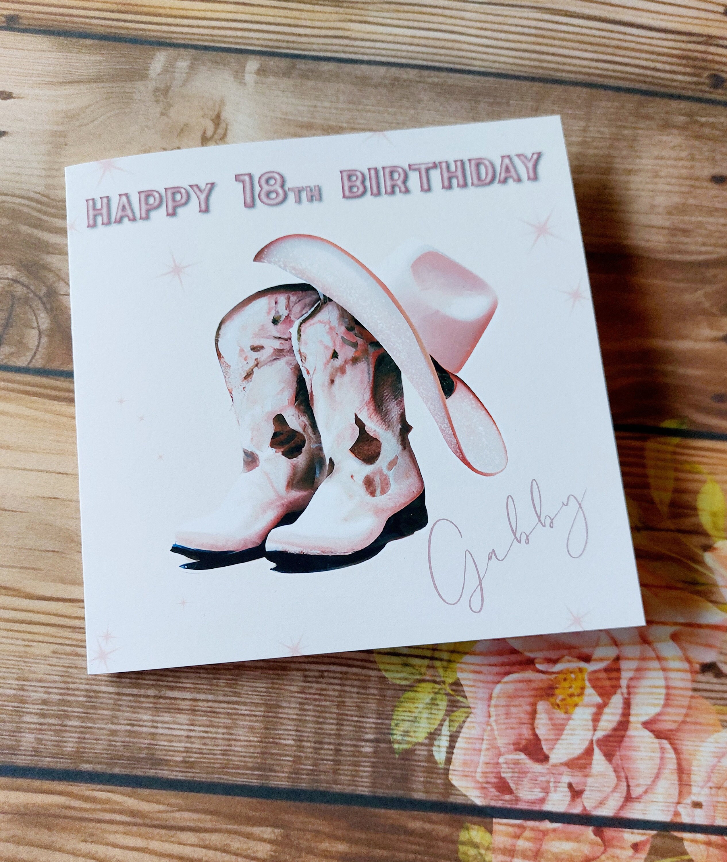 Cowgirl Happy Birthday Card. Cowboy Boots, Cowboy Hat, Pink Country ...
