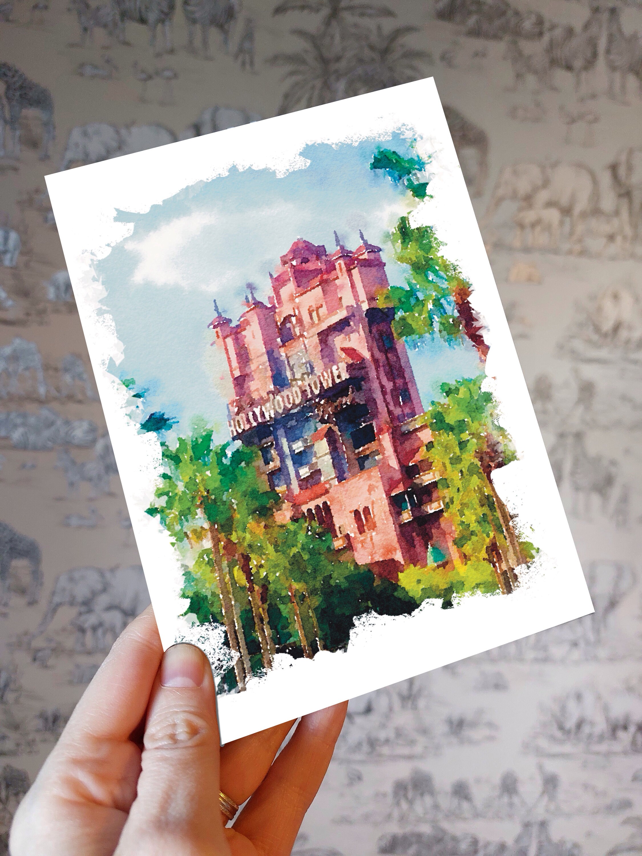 Tower of Terror Birthday Card: Watercolor Hollywood Studios ...