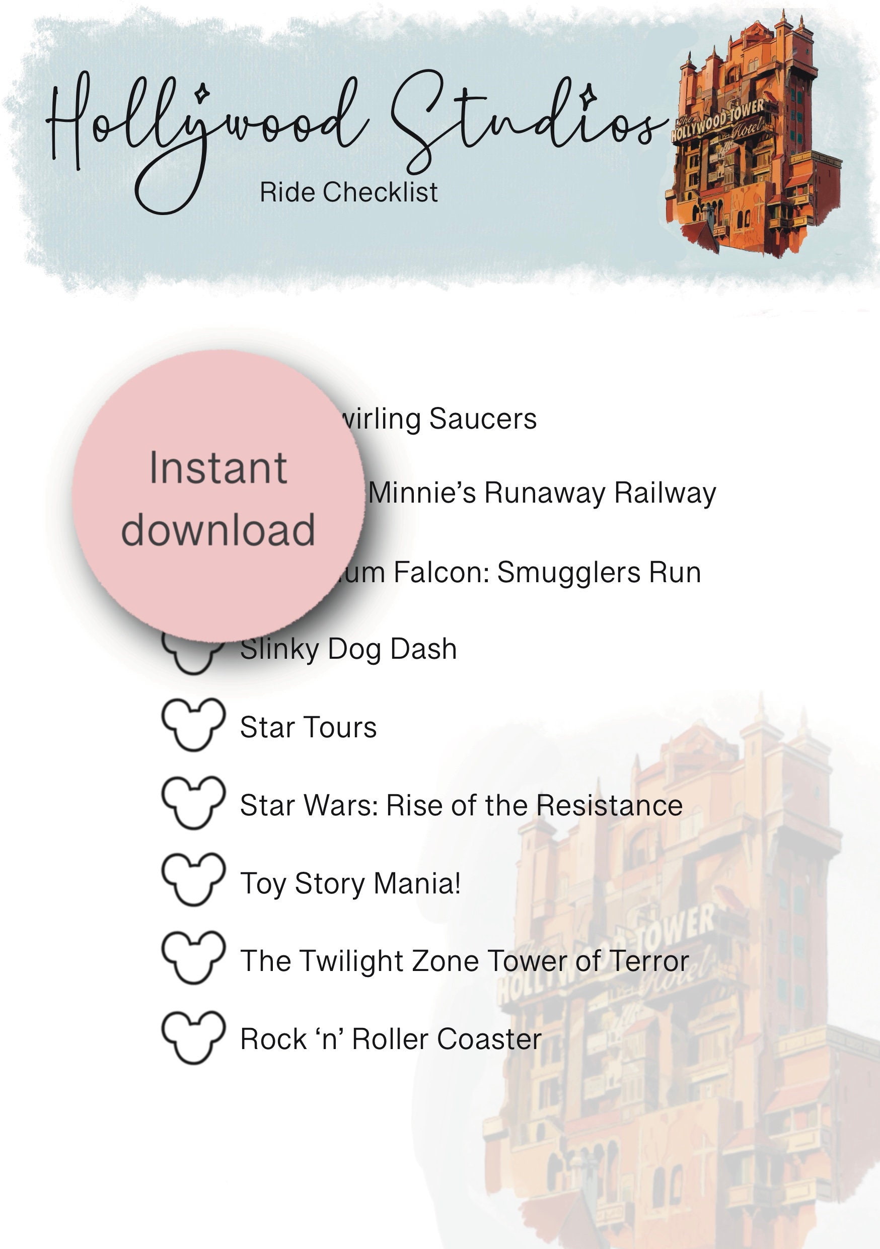 Download & Print Orlando Ride Checklist. WDW Magic Kingdom, Epcot ...