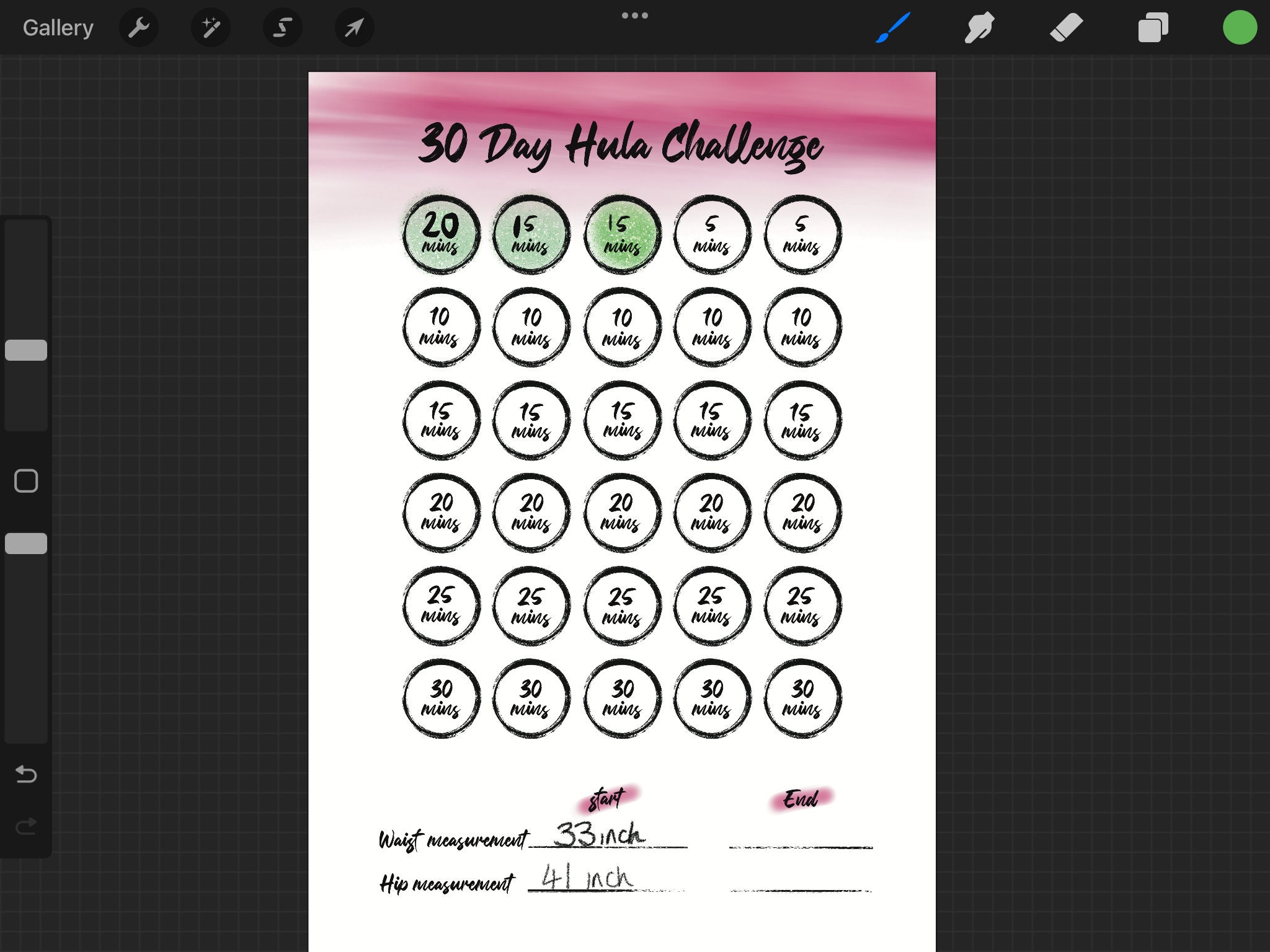 30 Day Hula Hoop Challenge. Instant Download Printable Sheet. New Year ...