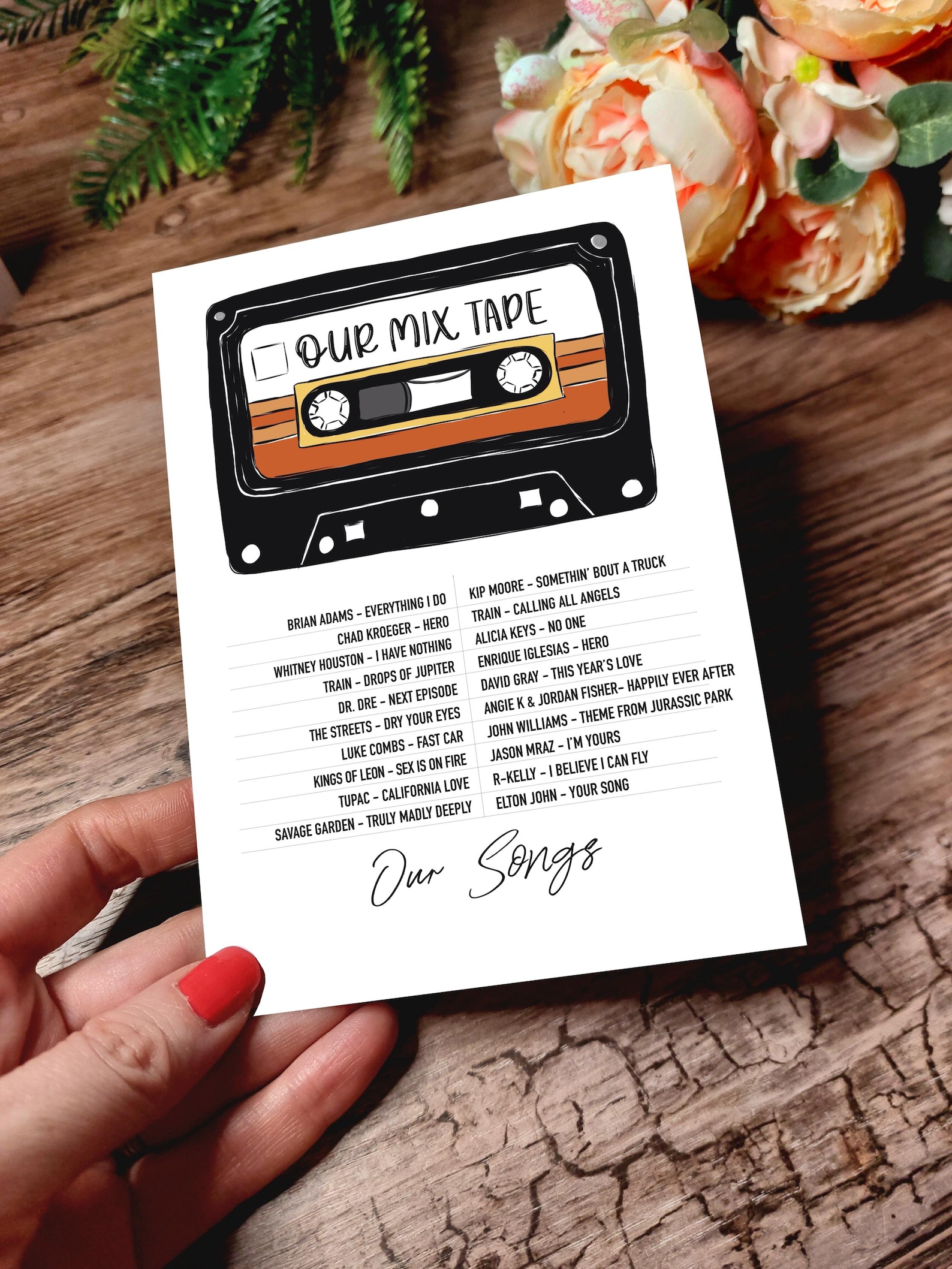 Personalised Mixtape Card: Hand-drawn Cassette Design, Custom Song List ...