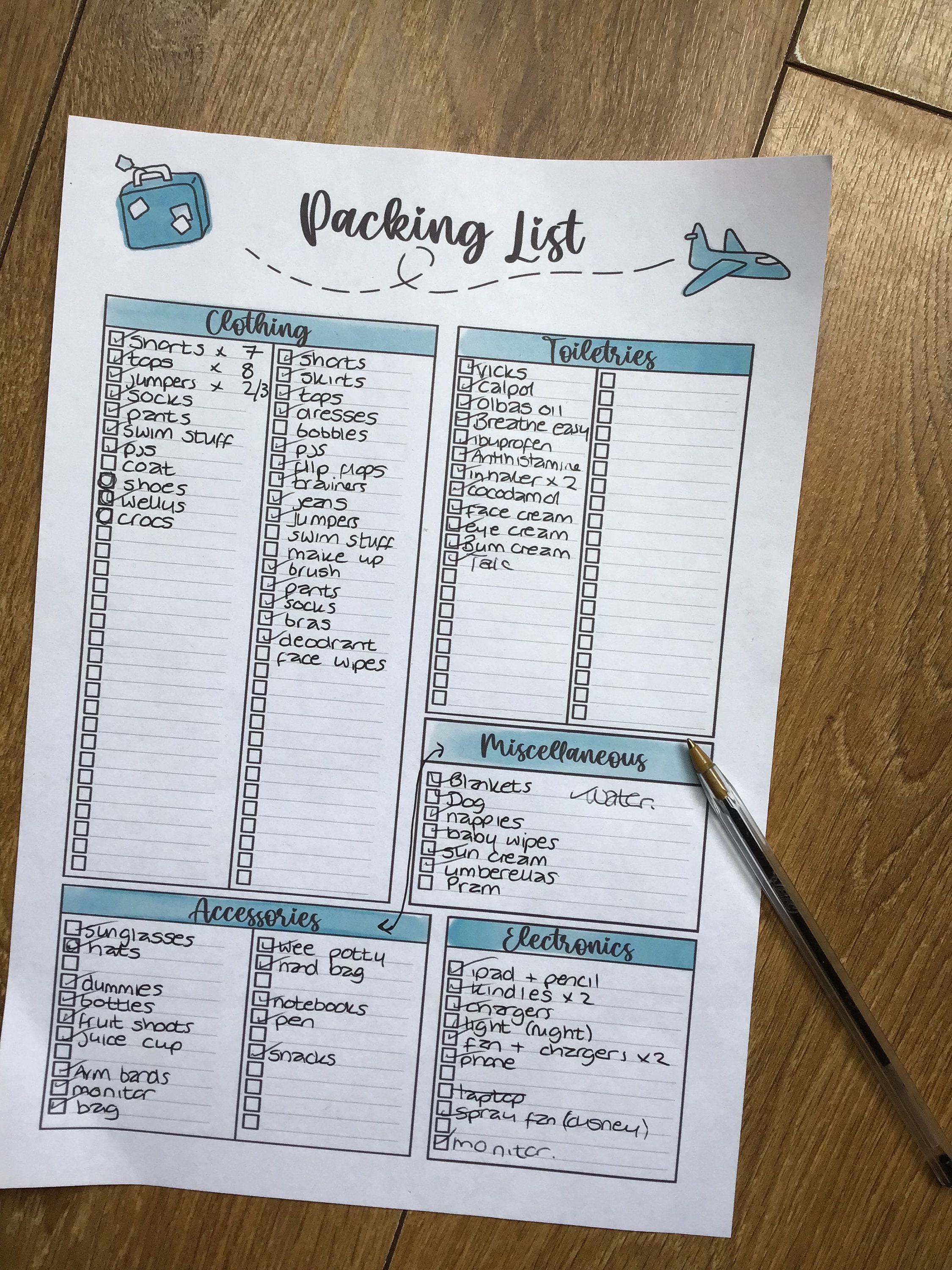 Printable Holiday Packing List, Vacation Planner, Travel Checklist ...