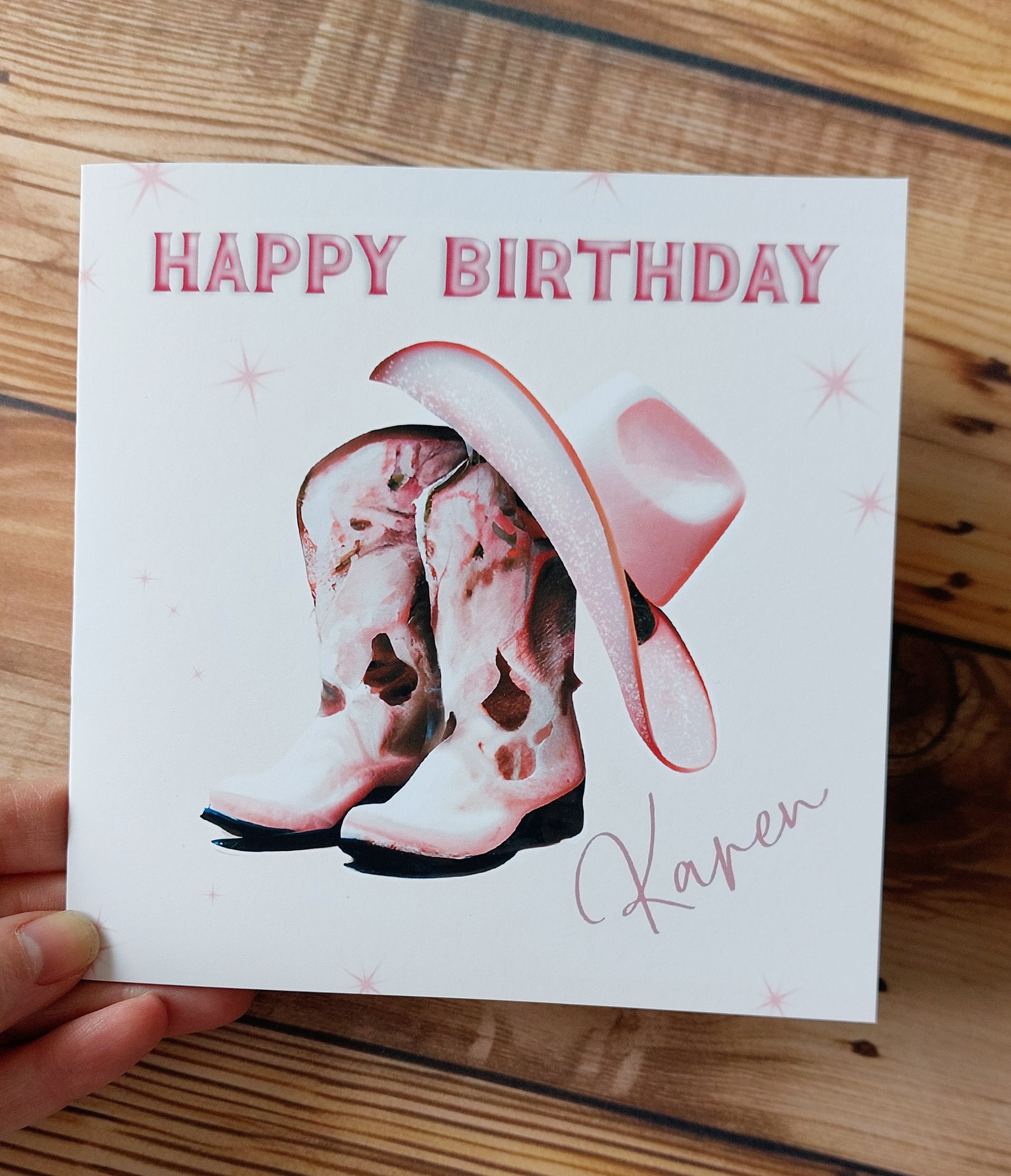 Cowgirl Happy Birthday Card. Cowboy Boots, Cowboy Hat, Pink and Girly ...