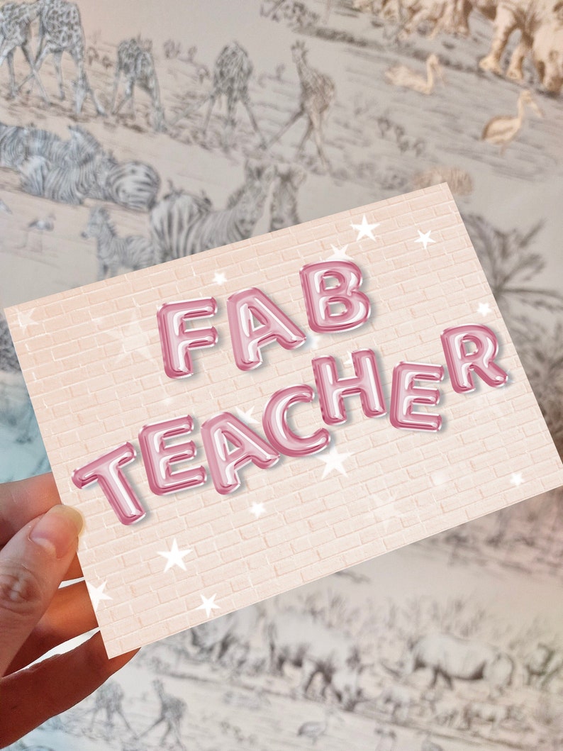 Balloon Thank You Teacher Card, Pink Balloons Appreciation Card ...