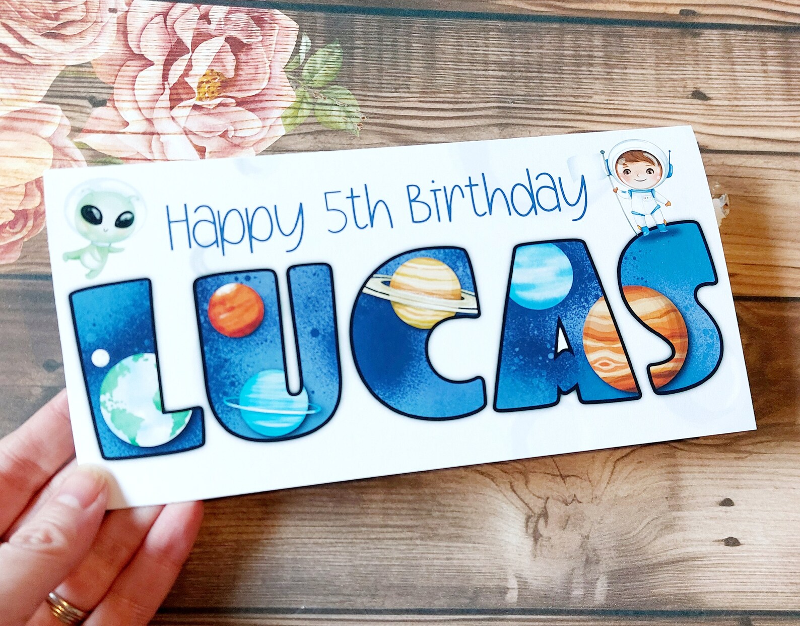 Personalised Space Themed Birthday Card for Boys/girls, Out of Space ...