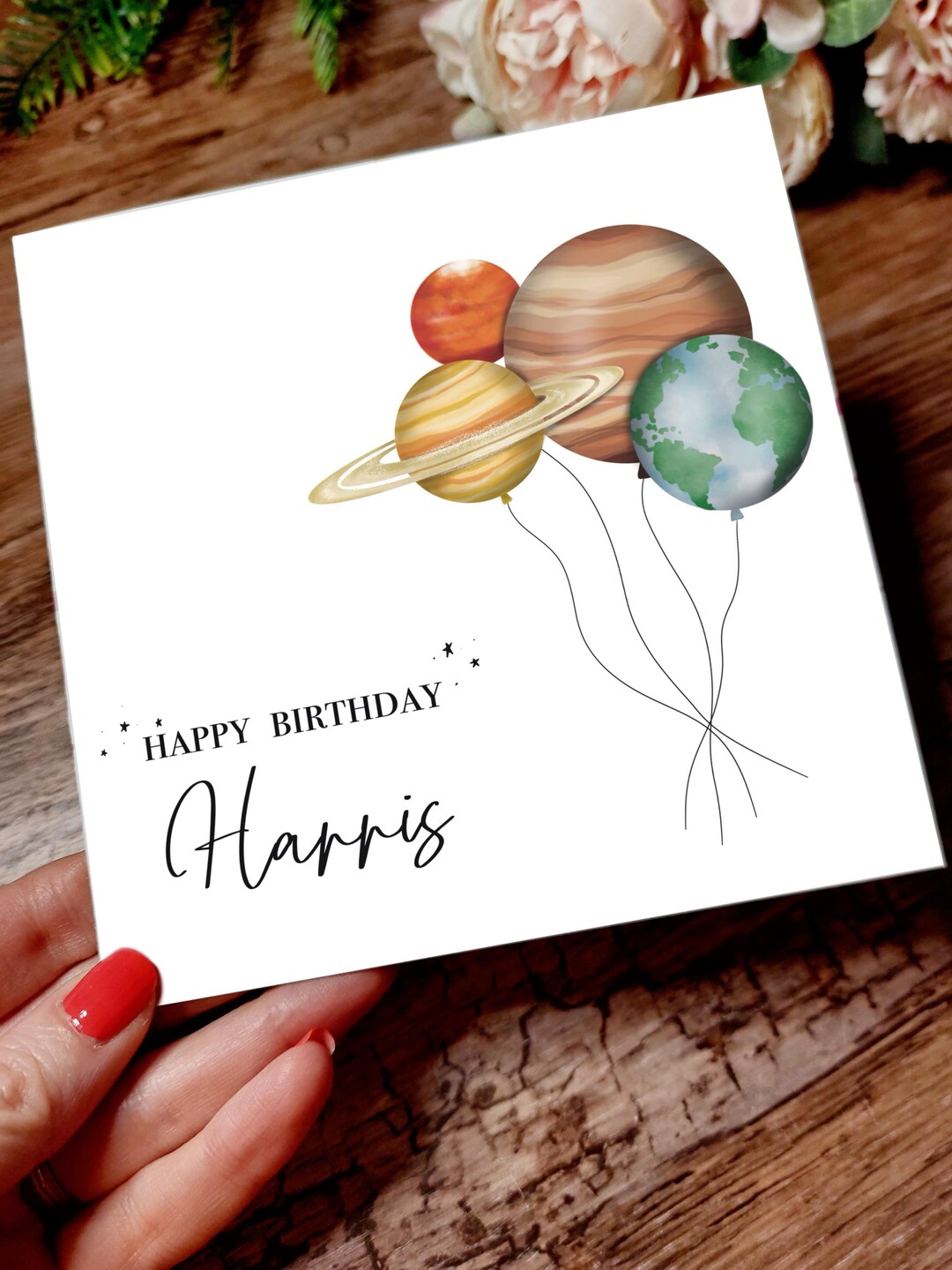 Planet Birthday Card, Space-themed Card, Custom Birthday Card, Planet ...