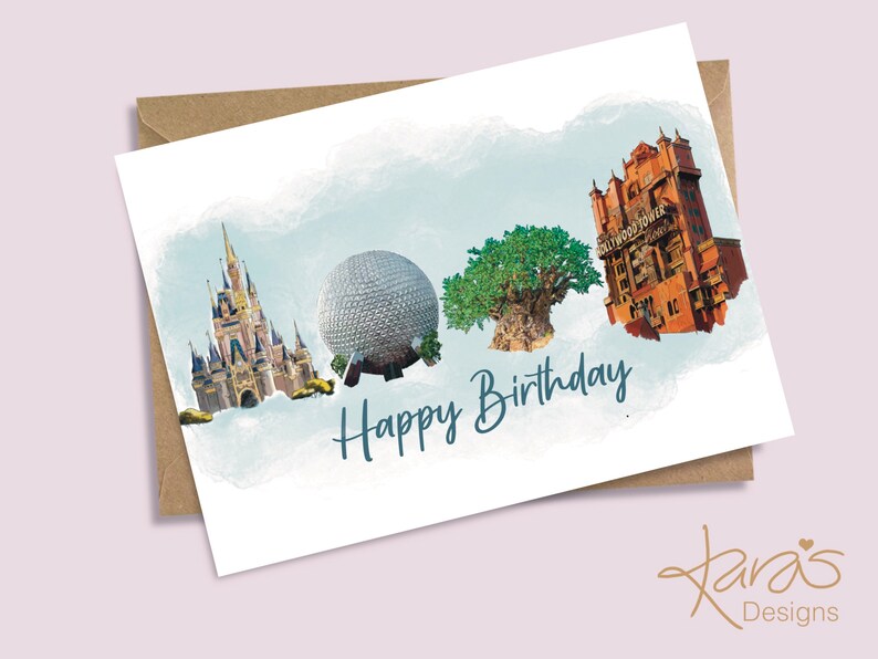 Personalised Theme Park Birthday Card: Magic Kingdom, Epcot, Hollywood ...
